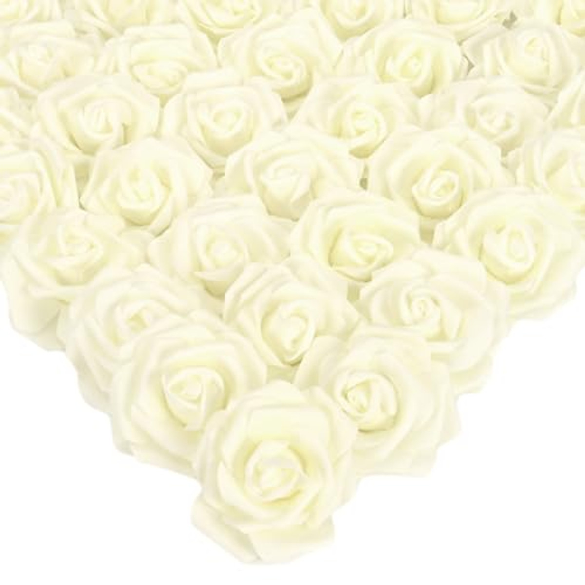 Yastouay 110Pcs 3.5inch Foam Rose Heads Ivory White Artificial Flowers Bulk Foam Roses Stemless Fake Rose Heads for DIY, Baby Shower Cake Decor Home Wedding Decoration