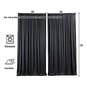 10ft x 7ft Black Backdrop Curtain for Parties Black Wrinkle Free Backdrop Drapes Panels for Birthday Party Wedding Photo Photography Polyester Fabric Background Decoration