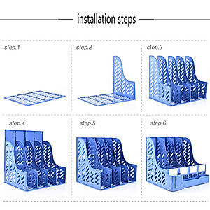 4 Compartments Storage Organiser Box Magazine File Holder, Sturdy Plastic Desk Organizers and Storage File Folder for Office Organization, Binder Organizer with