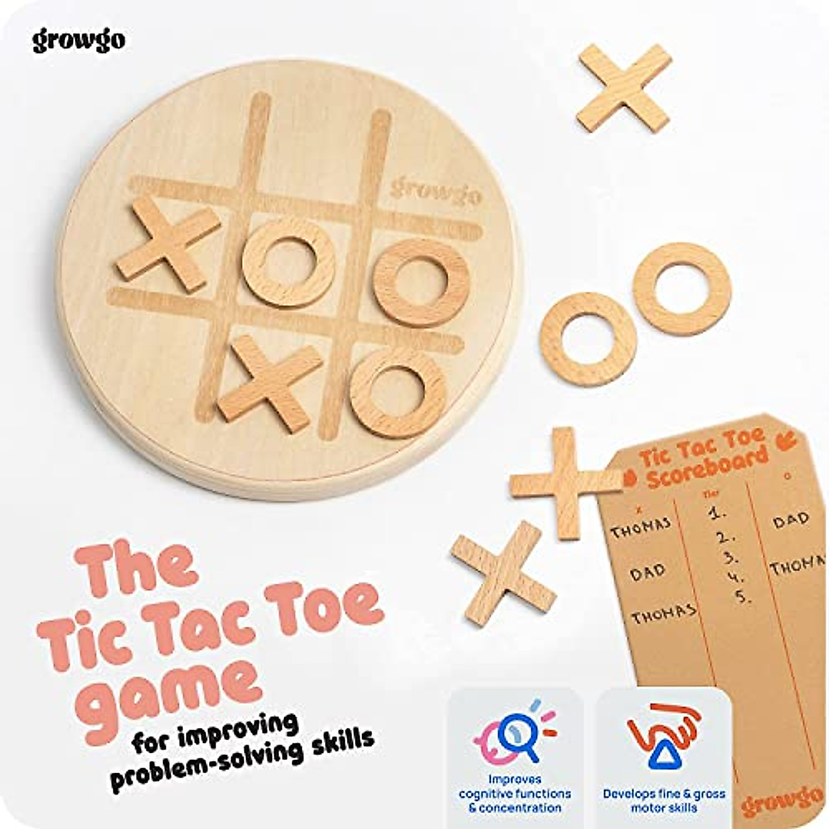 GROWGO Montessori Toddler Balance Beam with Stepping Stones for Kids - Set of 6 Wooden Balance Beam with Set of 12 Balance Stepping Stones