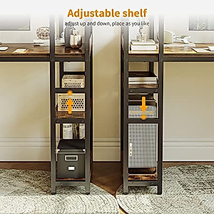 CubiCubi Computer Desk 47 inch with Storage Shelves Study Writing Table for Home Office,Modern Simple Style, Rustic Brown