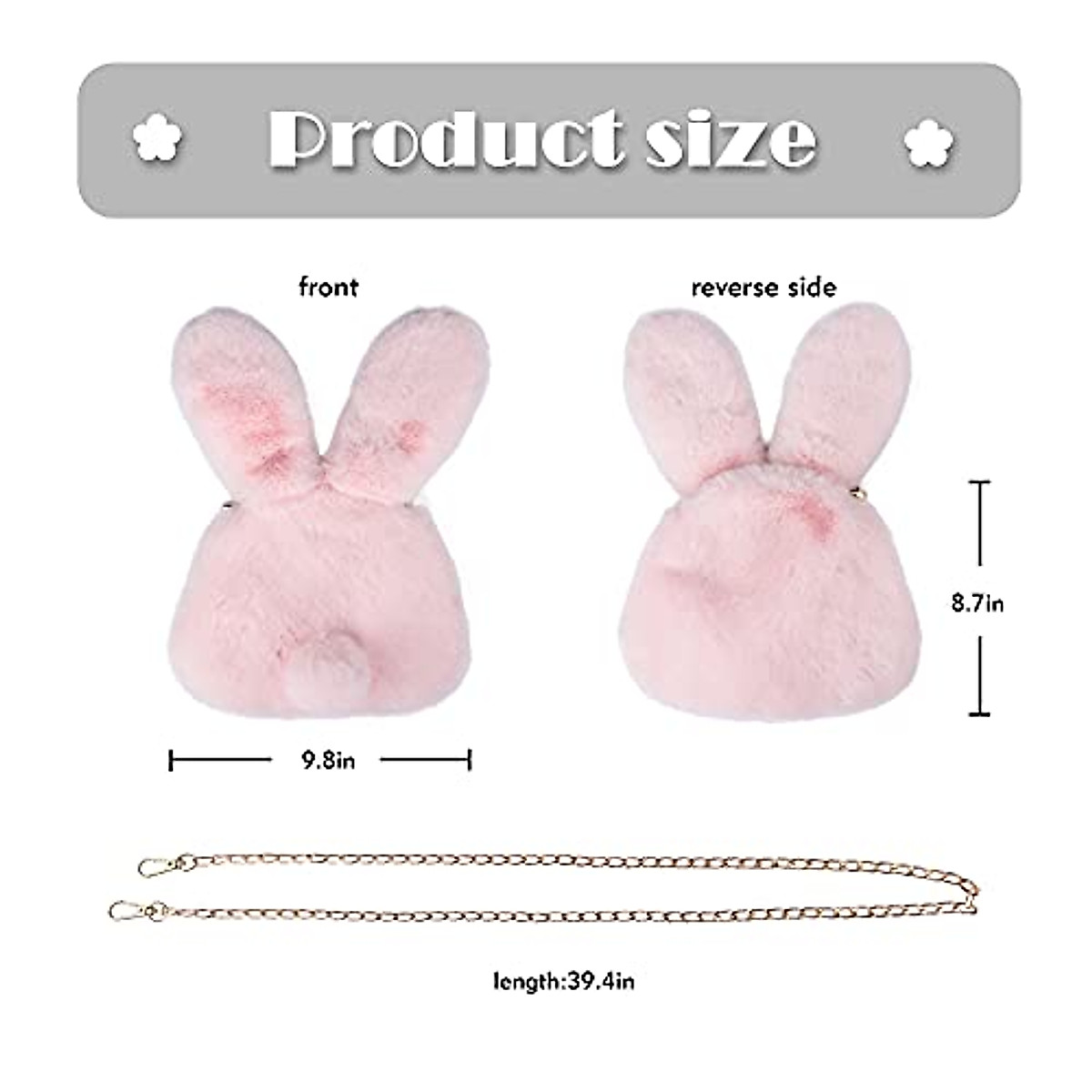 TANOSII Fuzzy Rabbit Bag Faux Fur Fluffy Handbag Furry Evening Bag Crossbody Bag for Women Pink