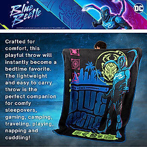 Franco WB Blue Beetle Movie Kids Bedding Super Soft Micro Raschel Throw, 46 in x 60 in, (Official Licensed Product)