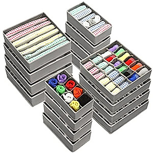 16 Pieces Closet Underwear Organizer Drawer Divider Foldable Bra Organizers Cabinet Clothes Socks Drawer Organizer Storage Box Baskets for Underwear, Bras, Socks, Ties and Towels