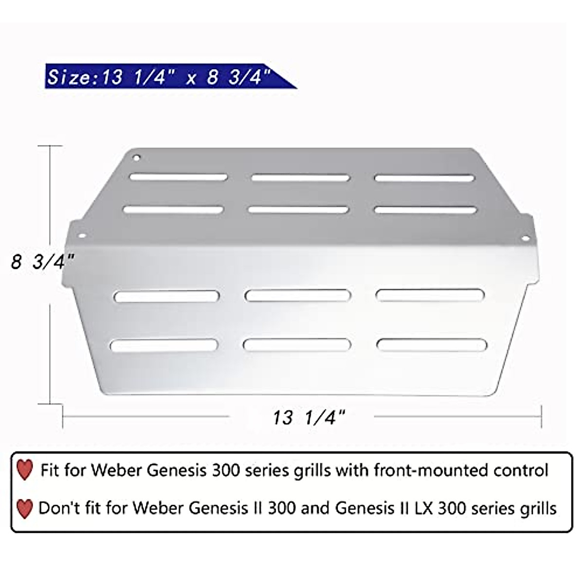 Leship Grill Replacement Parts for Weber Genesis 300 Series E310 E320 E330 EP310 EP320 EP330 S310 S330 Grills(Front Control), 17.5-inch Flavorizer Bars and Heat Deflectors Replace for Weber 7620 7622