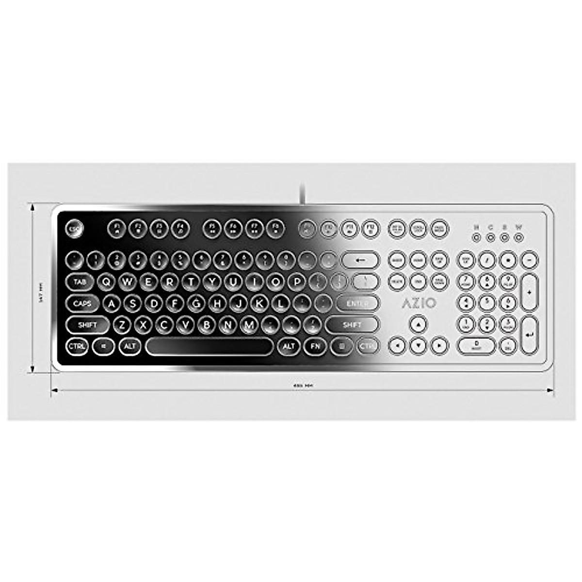 Azio Retro - Wired USB Mechanical Keyboard in Black and Chrome for PC (Blue Switch) (MK-RETRO-01)