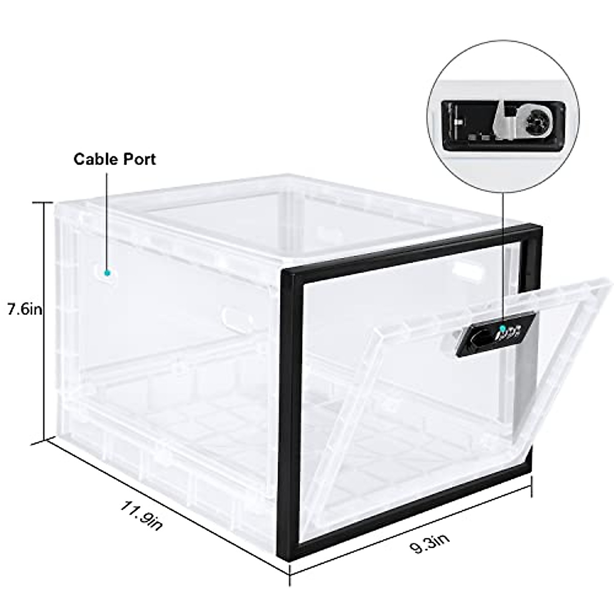 Gemaxvoled Lockable Box Large Capacity, Clear Locking Box for Medicines, Premium Material Lockable Storage Bin Organizer Box for Fridge Food/Snacks/Phone/Tablet Jail/Home Safety