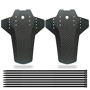 1 Pair Mountain Bike Fender Mud Guard,XINBOUS Adjustable Carbon Fiber MTB Bicycle Mudguard Front + Rear MTB Fender Set Compatible with 20"/24"/26"/27.5"/29" Mountain Bike Mud Guards