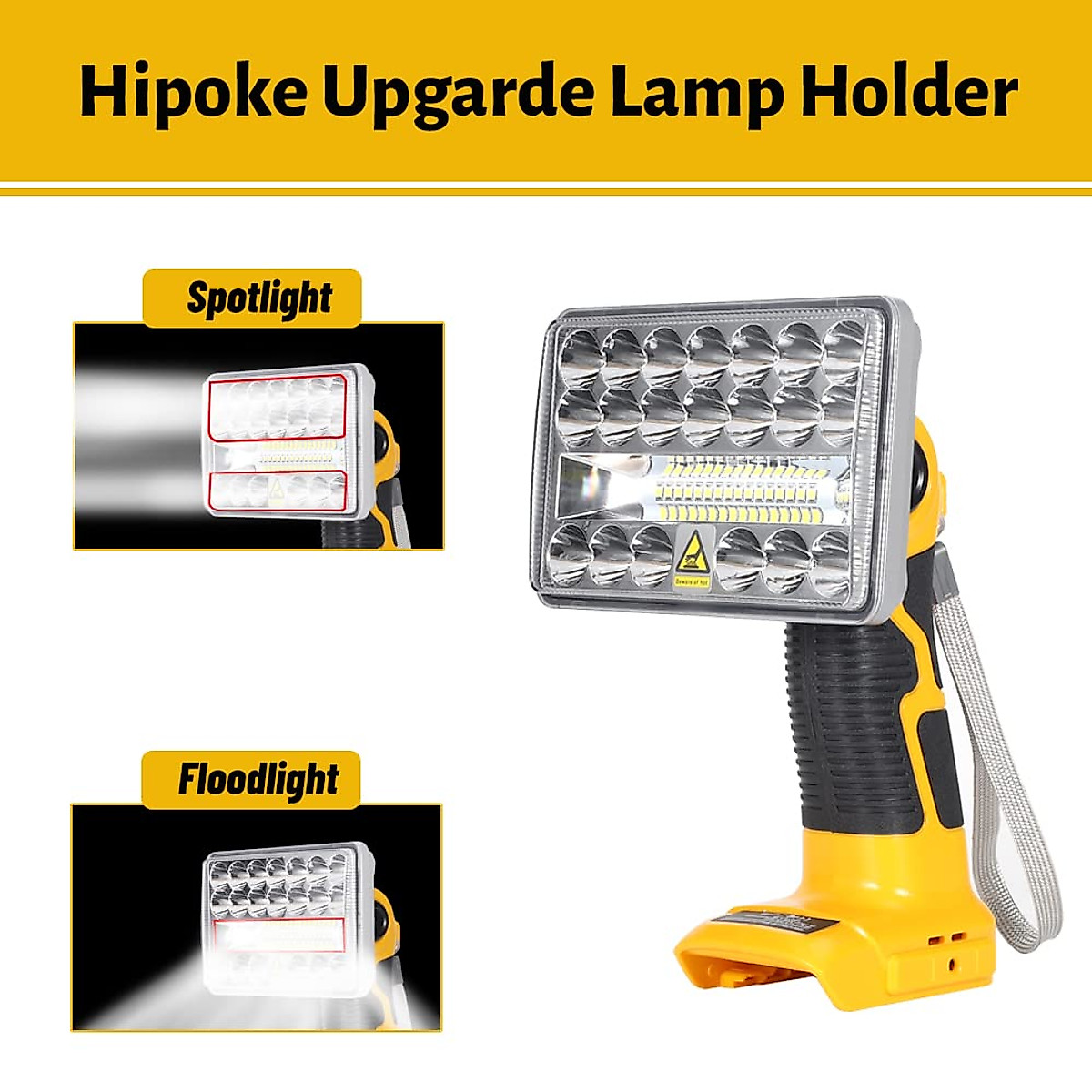 Hipoke 18W Dewalt Light Powered by Dewalt 20V Max Lithium-ion Batteries, 2000LM Flashlight Spotlight with USB Port, LED Work Light 110 Degree Pivoting Head Zinc Alloy…