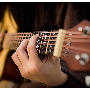 Guitar Fretboard Stickers Vinyl Fingerboard Decals Frets Map Neck Notes Trainer for Beginner Learner Practice Music Theory 6 Strings Acoustic Electric Guitars (Black and White)