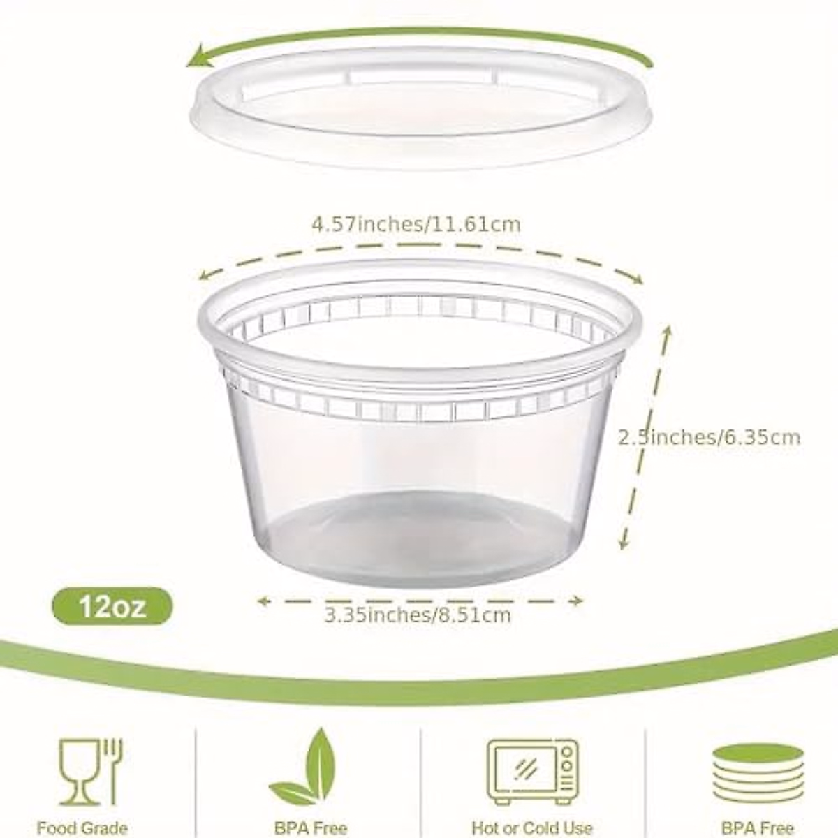 STARANDBEE [20Pack] 12oz, Food Storage Containers with Lids, Plastic Deli Containers, Meal Prep Containers, Microwave and Freezer Safe, Stackable, Leakproof, BPA Free, Clear