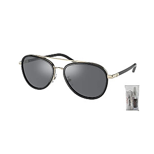 Tory Burch TY6089 33056V 57MM Black/Dark Grey Flash Mirror Aviator Sunglasses for Women + BUNDLE With Designer iWear Eyewear Kit