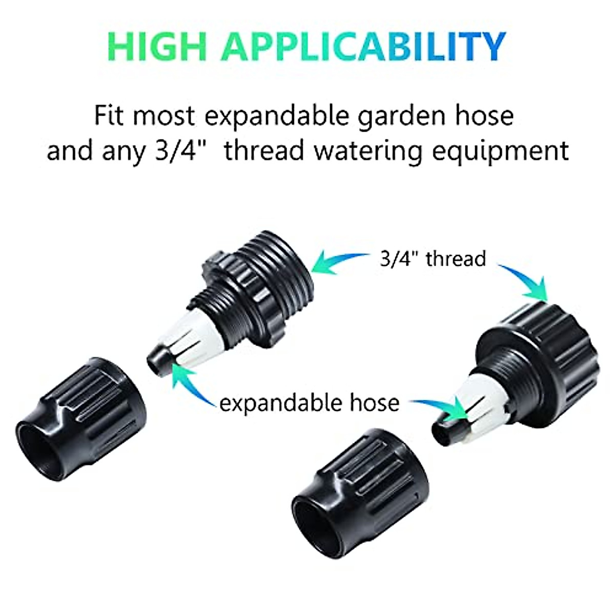 ECOESPTI Expandable Garden Hose Repair Kit, Plastic Garden Hose Connector, Male and Female Hose End Repair Fittings, 4 Pcs