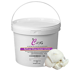 3CayG 5lb Pail White Refined Shea Butter Deoderized Skin and Hair Body Butter Use for Soapmaking and Whipped Body Butter
