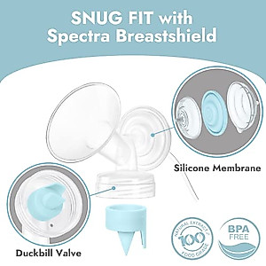 [8-Count] Papablic Duckbill Valves and Silicone Membrane Compatible with Spectra S1, S2 and 9 Plus Breastpumps, Not Original Spectra Pump Parts, BPA/DEHP Free, Blue
