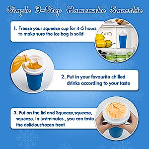 Slushie Maker Cup, Magic Quick Frozen Smoothies Cup for Homemade Milk Shake Ice Cream Maker, Cooling Cup, Double Layer Squeeze Slushy Maker Cup, Birthday Gifts for Friends&Family (Blue)