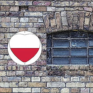 lutieger Hanging Metal Tin Sign Poland Wall Poster Metal Plaque Love Heart Shaped Flag House Dining Room Yard Man Cave Decor State Map Sailor Sailing Sign Gift 12x12in Round
