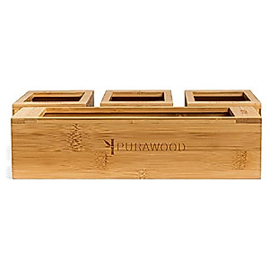 Purawood Ziplock Bag Storage Organizer - Natural Bamboo Organizer to Declutter Your Kitchen – Easy & Efficient Ziplock Bag Organizer - Plastic Bag Holder Compatible with all Brands (4-Pack)