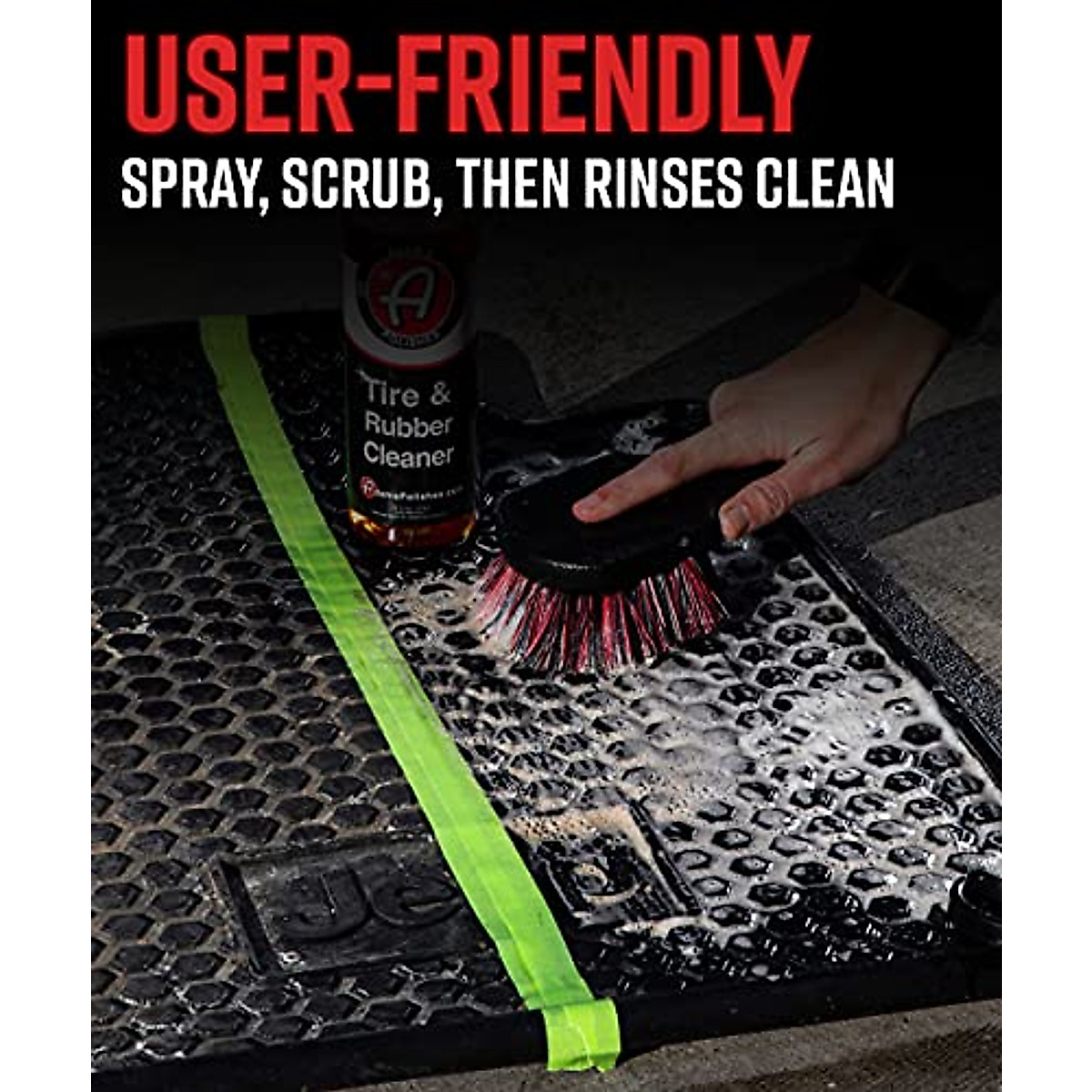 Adam's Polishes Tire & Rubber Cleaner (16 oz) - Removes Discoloration From Tires Quickly - Works Great on Tires, Rubber & Plastic Trim, and Rubber Floor Mats