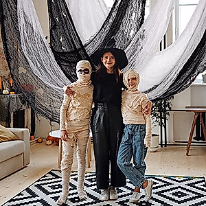 Alpurple 12 Pcs Halloween Creepy Cloth- 30 x 72 Inch Scary Spooky Cloth Creepy Gauze- Freaky Loose Weave Creepy Cloth Fabric Scary Spooky for Halloween Party Decoration (6 Black + 6 White)