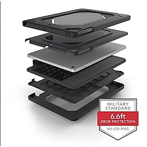 ZAGG Rugged Book Detachable Case and Magnetic-Hinged Keyboard for iPad Air, iPad Air 2, & iPad 9.7 inch, - Multi-Device Bluetooth Pairing, Backlit Keyboard - USB-C to USB-C Cable Included (Black)