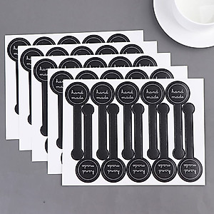 AKOAK 300 Pcs Self-Adhesive Label Stickers, Handmade" Black Strip Seal Stickers, Cookies/Candy/Snacks/Baking/DIY Gift Stickers/Party Supplies