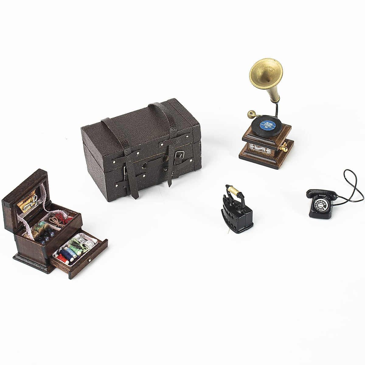 5 Pieces Miniature Furniture Set for 1/12 Scale Set (Vintage Style)