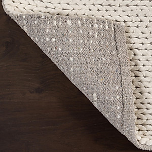 nuLOOM Caryatid Handwoven Solid Wool Area Rug, 6' x 9', Off-white