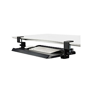 Kantek Clamp On Under Desk Ergonomic Computer Keyboard Tray Holder, Adjustable Tray Slides Out With Tilt Control, Easy Mounting, 20" X 11.5", Black