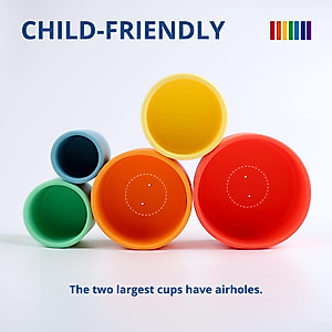 BLUE GINKGO Silicone Stacking Cups – Nesting & Sensory Stacking Toy for Toddlers | Open-Ended Montessori Toy with 5 Cups (Matte Colors)