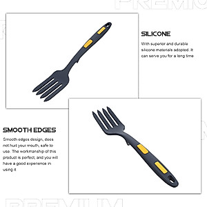 Hemoton Kitchen Gadget Noodle Cooking Fork Silicone Cooking Fork Cooking Spoon Non Stick Salad Fork Noddle Grabber