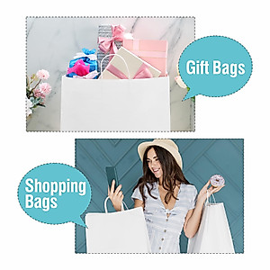 woric 120 PCS White Paper Bags with Handles, 16 x 6 x 12 inch Large Gift Bag Bulk Shopping Bags for Grocery Small Business Stocking Stuffers