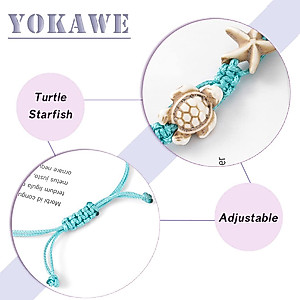 Yokawe Boho Anklets Bracelets Blue Turtle Starfish Anklet String Bracelet Summer Beach Waterproof Barefoot Sandals Foot Jewelry for Women
