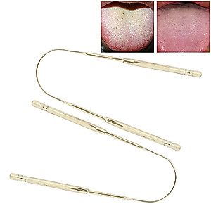 2Pcs Stainless Steel Tongue Scrape, U Shape Tongue Cleaner Oral Tongue Scraper for Oral Care Fights Bad Breath for Adults and Kids(gold)