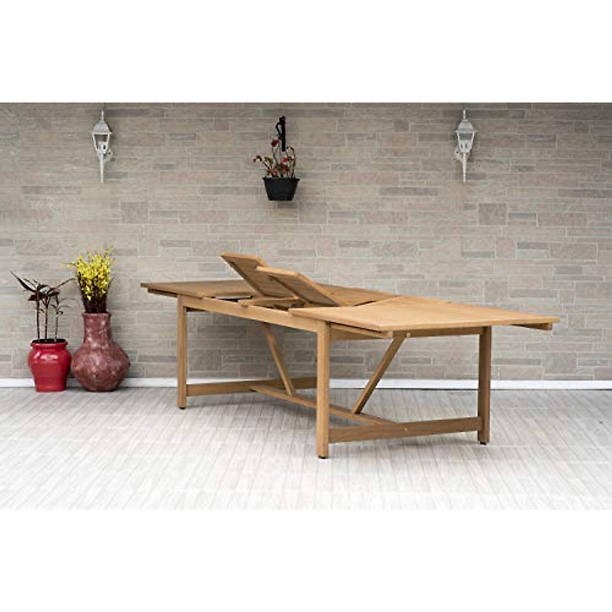 Amazonia Franklin 9-Piece Teak Finish Extendable Rectangular Patio Dining Set