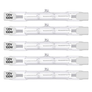 XBOCMY 5 Pack Halogen R7S 78mm T3 100W Dimmable 1050lm J-Type 120V R7S Base Warm White 2700K Double Ended Halogen Light Bulbs for Work, Security, Landscape Lights, Floor Lamps