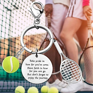 BNQL Tennis Keychain Gifts for Tennis Players Tennis Team Gifts for Tennis Lover Tennis Balls Keychain (silver)