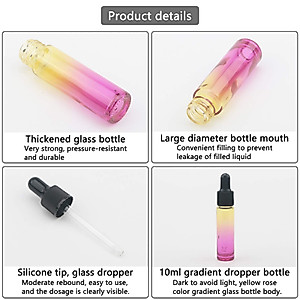 Ellbest 14pcs 10ml Essential Oil Dropper Glass Bottle Colorful dropper Glass Bottles with Eye Dropper, Reusable Bottle, perfect for Travel, Carrying Outside (Yellow Gradient)
