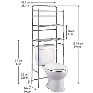 Tatkraft Tanken - Over The Toilet 3-Tier Shelf, Bathroom Space Saving Rack, 23.4 x 10.2 x 59.6 inch.