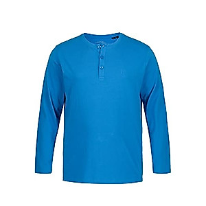 JP 1880 Menswear Big & Tall Plus Size L-8XL Henley, Basic, Top, Long-Sleeve, Button Placket, Up to 8XL Grey Blue 5XT 702555729