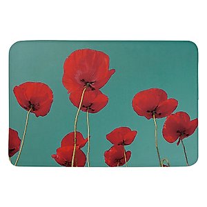 Poppy Flower Bath Rugs Red Blooms Sponge Doormat Non Slip Backing Durable Soft Flannel Mat Memory Foam Mats Carpet for Bathroom Kitchen 32x20In