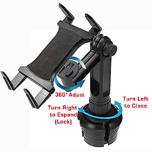 ChargerCity Xtreme Tablet Drinks Beverage Cup Holder Mount w/10inch Long Arm & 360º Swivel Adjust for All 7"-12" Screen Tablet Like iPad PRO Air Mini Galaxy Tab Surface Pro/Book