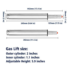 Office Chair Gas Lift Cylinder Replacement, Hydropneumatic Impact Piston for Gaming Chairs 、Tattoo and Massage Stool Gas Lift Replacement, Heavy Duty (1000lbs) (5.9 inch)