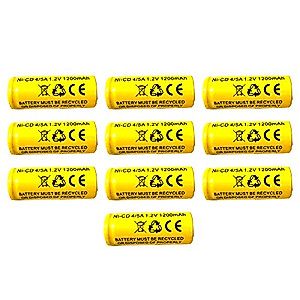(10 Pack) ASC0086 KR-1500AUL KR1100AE KR-1200AUL 1.2v 1200MAH NiCad Battery Exit Sign Emergency Light Lithonia ELB-1210N ELB-1201N ELB 1210 ELB 1201 ELB1210 ELB1201 ELB1210n ELB1201n Nickel Cadmium