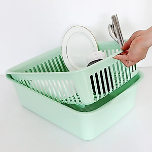JUNXIAN Dish Rack Cutlery Drying Rack, Kitchen Plate Cup Dish Drying Rack, Drying Rack, Dish Drying Rack and Drain Board with Lid Cover Dish Containers(B,Small)