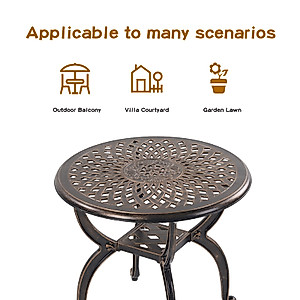 Jardin DE CENTENNAIL 3-Piece Outdoor Bistro Set Cast Aluminum Rust-Resistant Patio Furniture Armchairs Design (Copper)