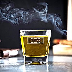 Swanky Badger Personalized Whiskey Glasses, Set of 2, Custom Whisky Glasses, 8.5oz (250ml), 3.5” x 3.5” x 3.5” (Classic)