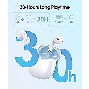 coioc Wireless Earbuds, Bluetooth Headphones, Ultra-Light and Bluetooth 5.3, CVC8.0 Bluetooth Earbuds, 30H with Mini Charging Case, USB-C Fast Charge, Deep Bass, IPX7 Waterproof, for Work,Travel