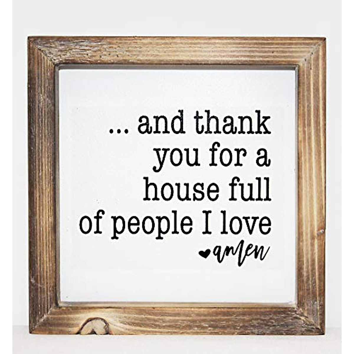 MACVAD Rustic Torched Wood Small Box Sign for Home Decor,Freestanding Thank You Sign for Kitchen,Square Wood Block Sign Table Decor,6" x 6" x 1.57"