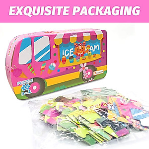 Puzzles for Kids Ages 3-5 24 Pieces Large Ice Cream Truck Kids Jigsaw Puzzles, Professional Preschool Toy Puzzles for Toddlers Boys and Girls –16''x12'' with Storage Box